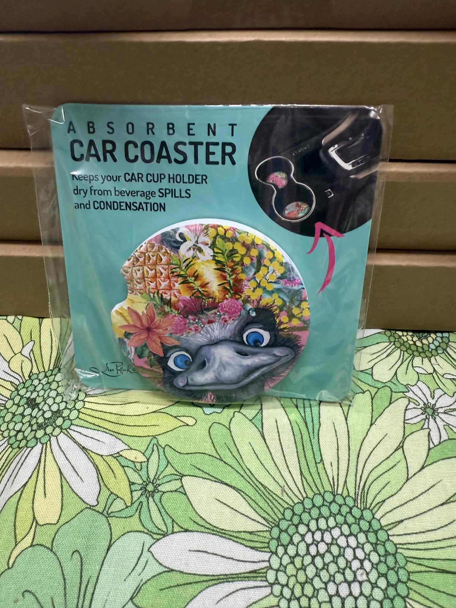 Lisa Pollock Car Coaster - Happy Emu – Country SewNSew